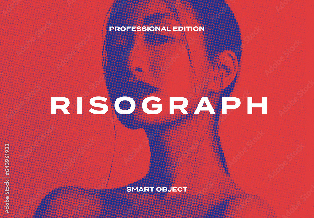 Risograph Photo Effect Mockup Template Paper Texture Overlay Print Stock Template | Adobe Stock