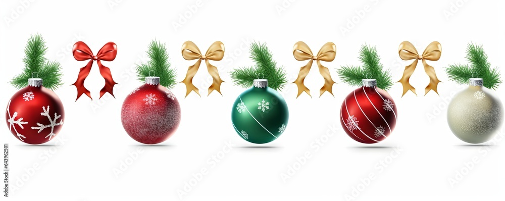 3d render, set of traditional Christmas ornaments and decorations ...