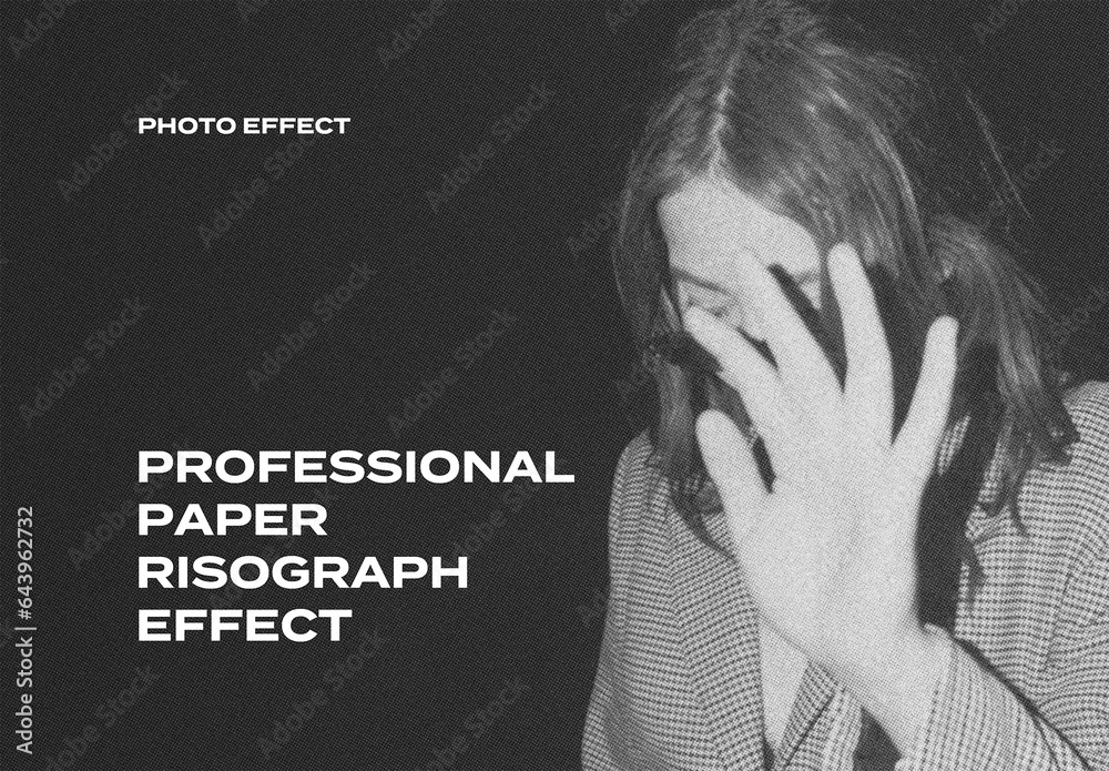 Paper Grain Risograph Photo Effect Mockup Template Paper Texture ...