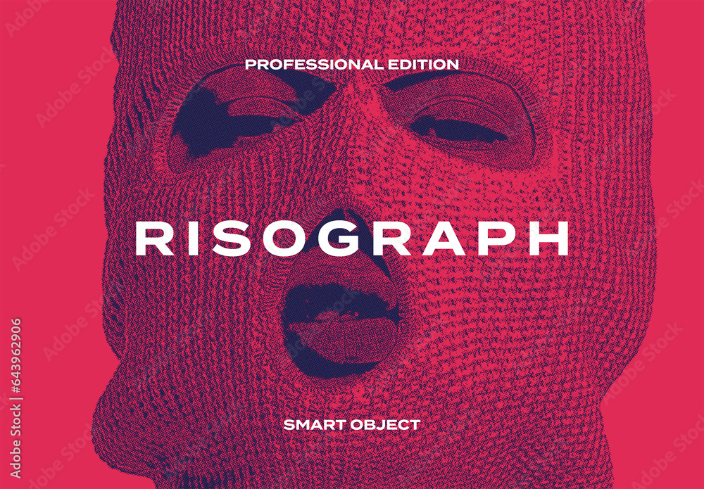 Grain Risograph Photo Effect Mockup Template Paper Texture Overlay ...