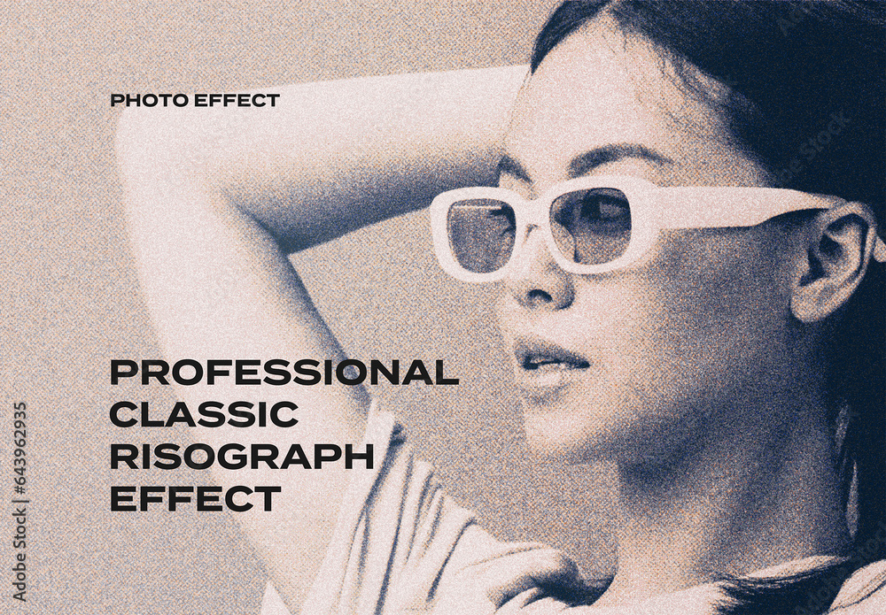 Retro Grain Risograph Photo Effect Mockup Template Paper Texture ...