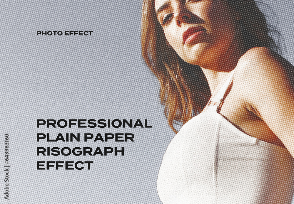 Paper Grain Risograph Photo Effect Mockup Template Paper Texture ...