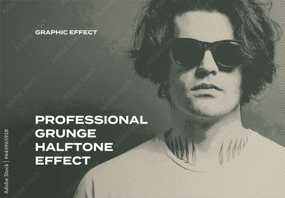 Grunge Halftone Risograph Photo Effect Mockup Template Paper Texture ...