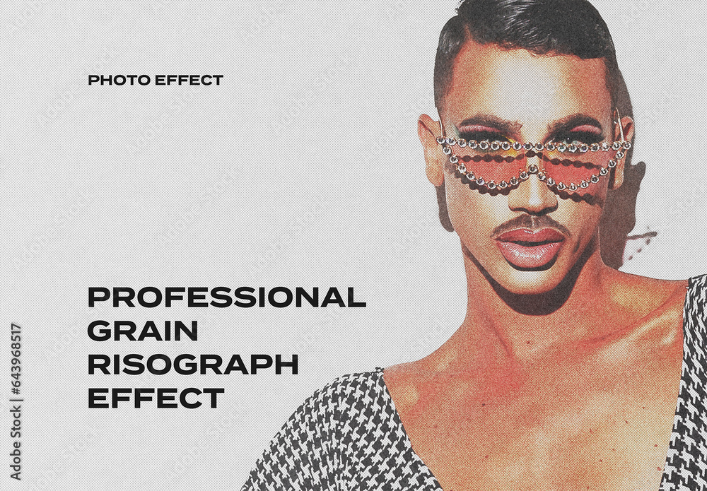 Grain Magazine Risograph Photo Effect Mockup Template Paper Texture ...