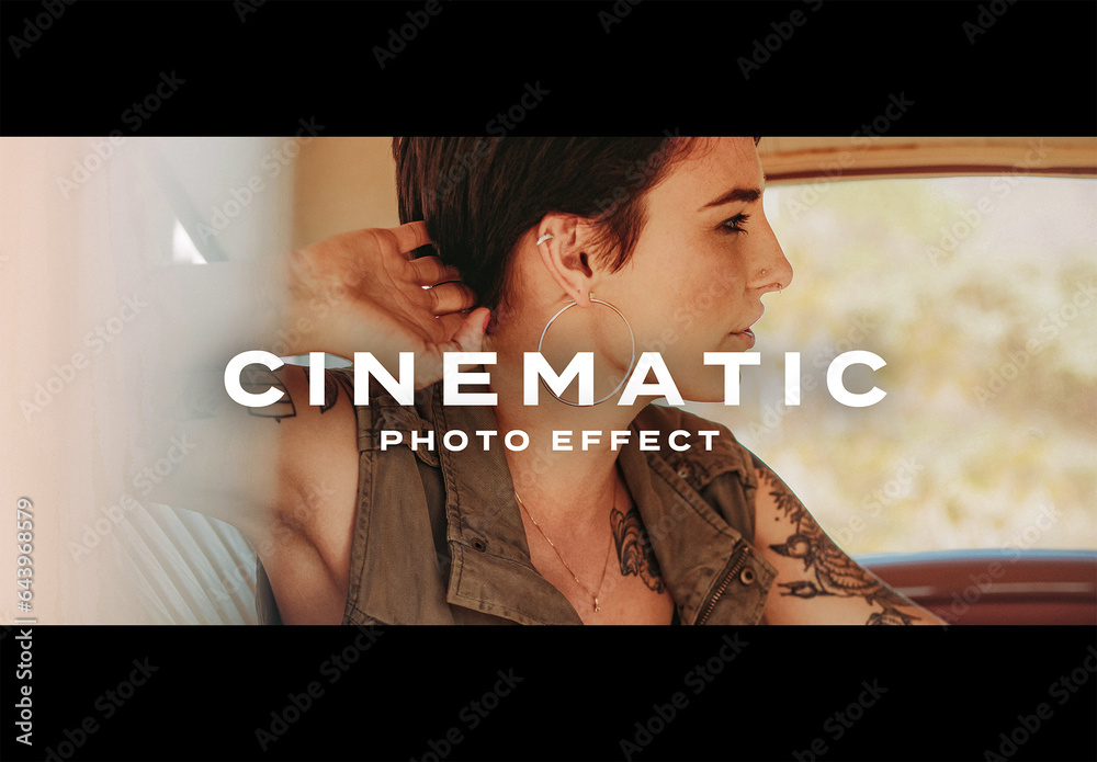 Cinematic Photo Effect Mockup Template Paper Texture Overlay Print ...