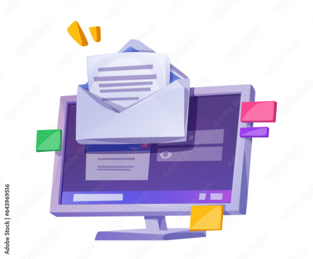 Email notification icon isolated on white background. Vector cartoon ...