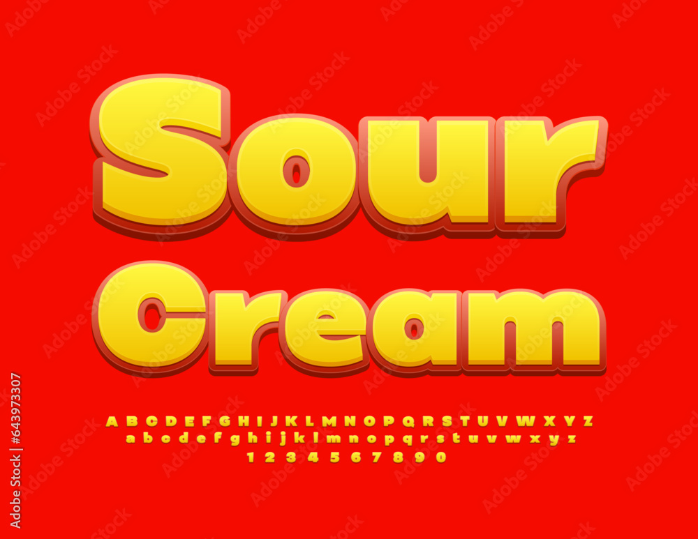 Vector advertising template Sour Cream. Bright creative Font. Modern ...