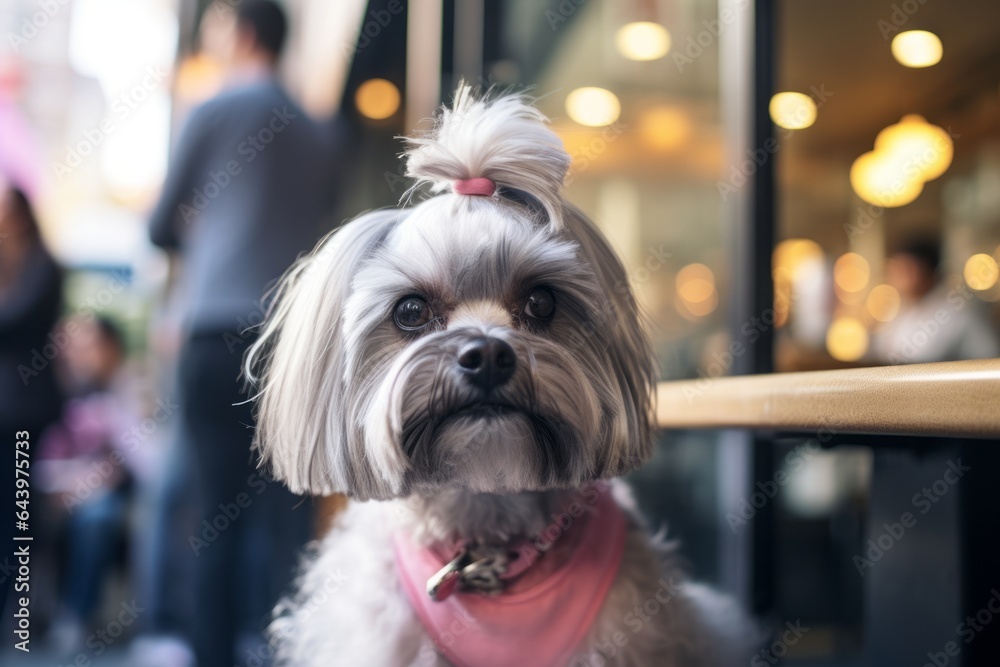 Close-up portrait photography of a cute lowchen dog bumping head ...