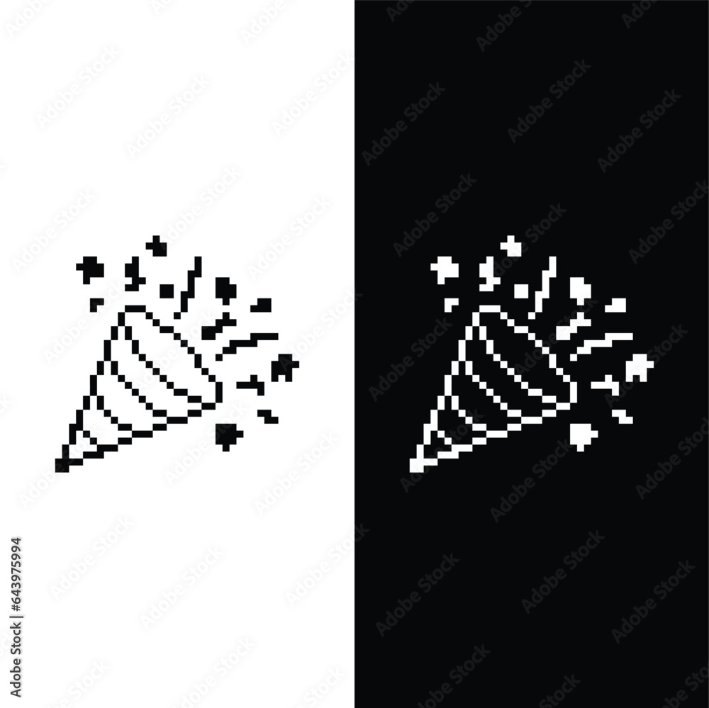 party confetti icon 8 bit, pixel art fireworks birthday icon for game ...