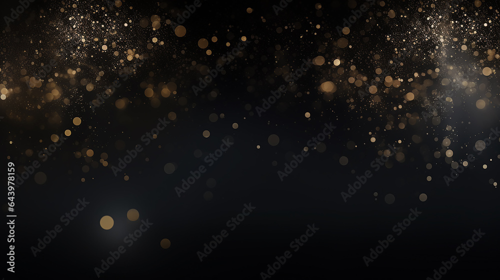 black festive background and barely noticeable golden bokeh sparks of ...