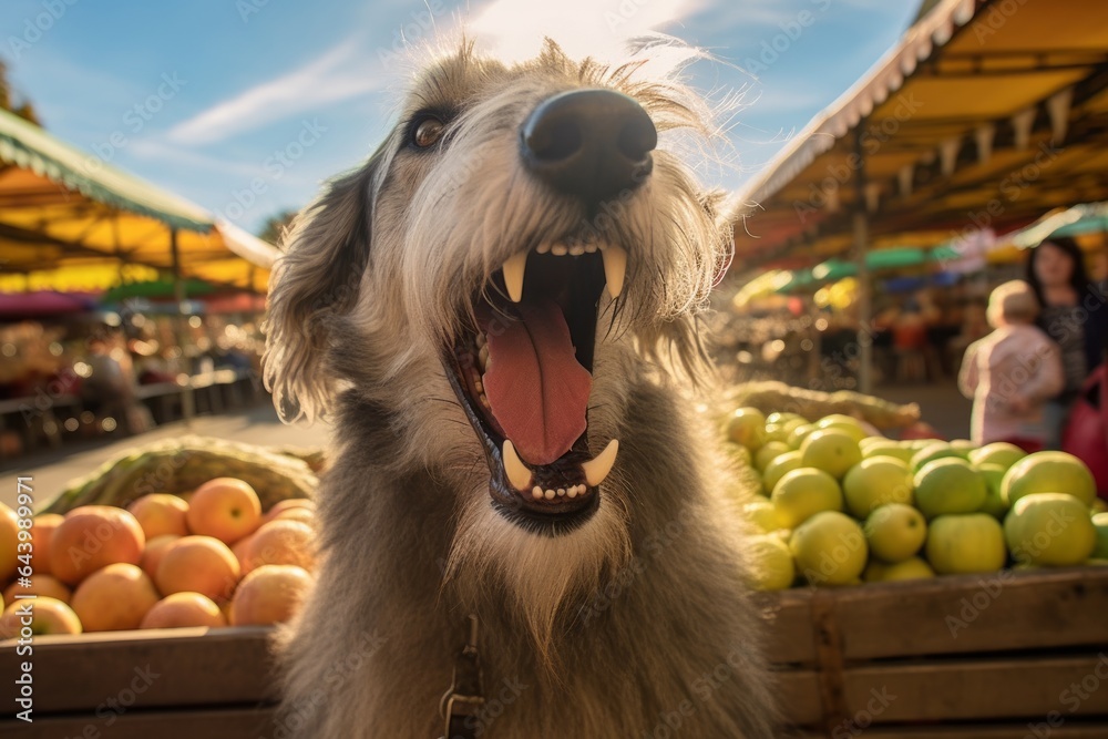 Medium shot portrait photography of a happy irish wolfhound dog ...