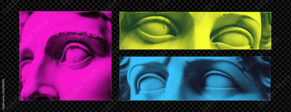 Set of cut out eyes of statues for collages. Modern elements for design ...