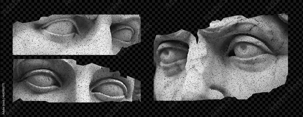 Set of cut out eyes of statues for collages. Modern elements for design ...