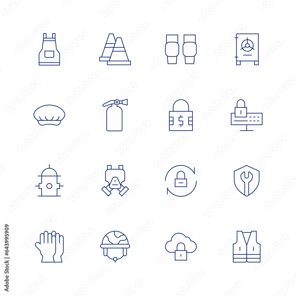 Safety line icon set on transparent background with editable stroke ...