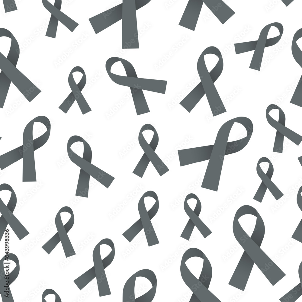 3D gray Awareness Ribbon Seamless Pattern isolated on white background ...