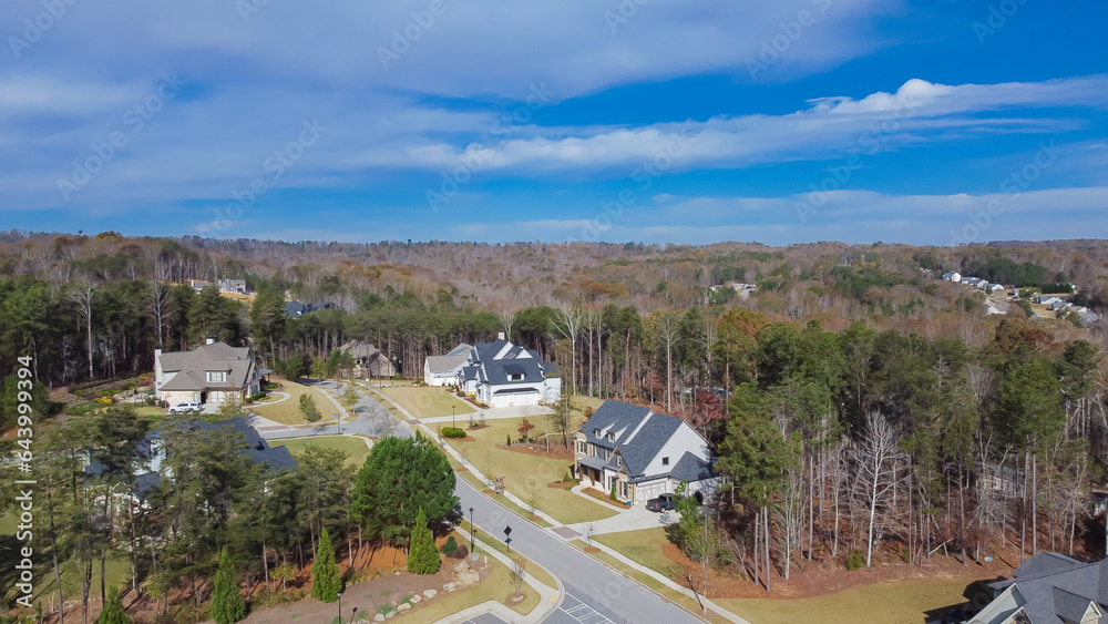 Low density housing zoning with few two-story suburban houses on large ...