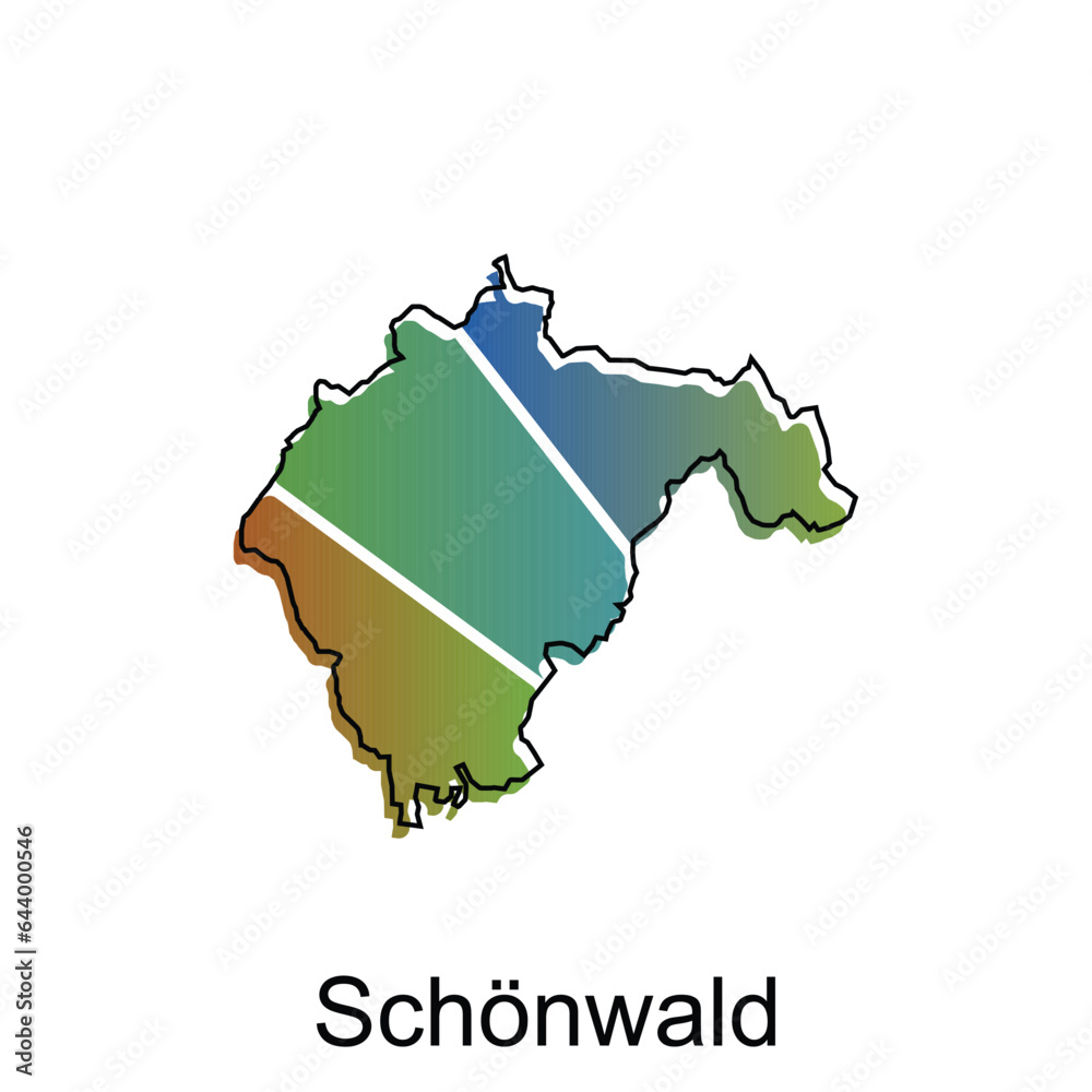 vector map of Schonwald colorful modern outline design, World map ...