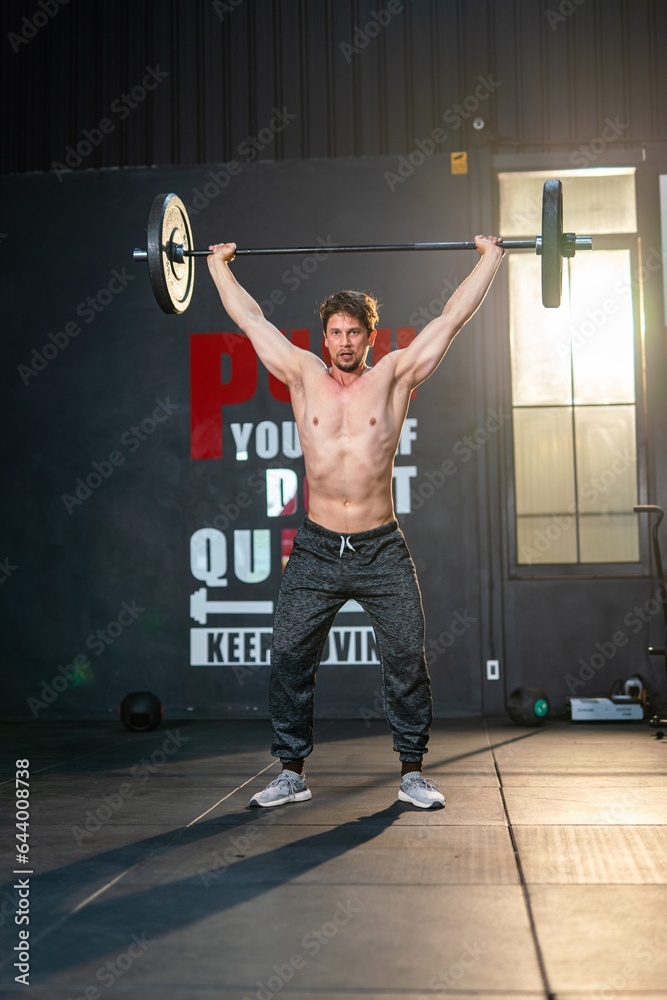Muscular White Man Athlete: Fitness Prep for Weightlifting - Gym ...