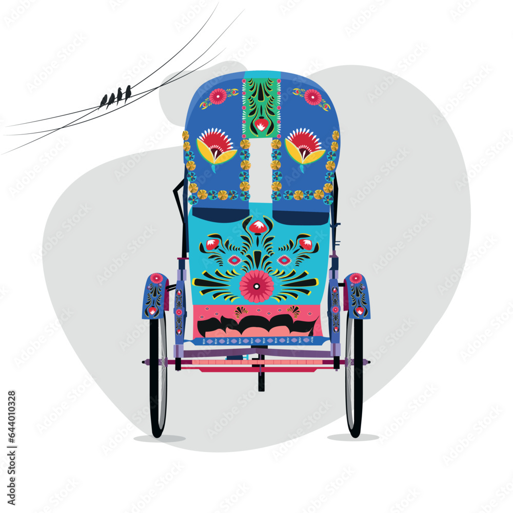 Colorful rickshaw backside illustration. Bangladeshi Rickshaw art. Tri ...
