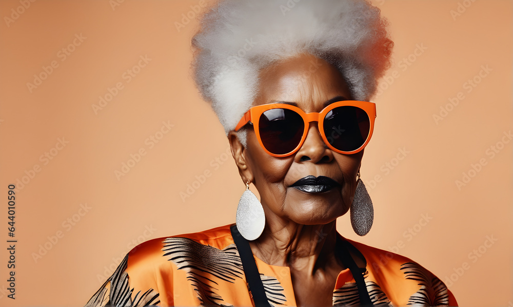 Foto de Portrait of african american black woman with afro hair style ...
