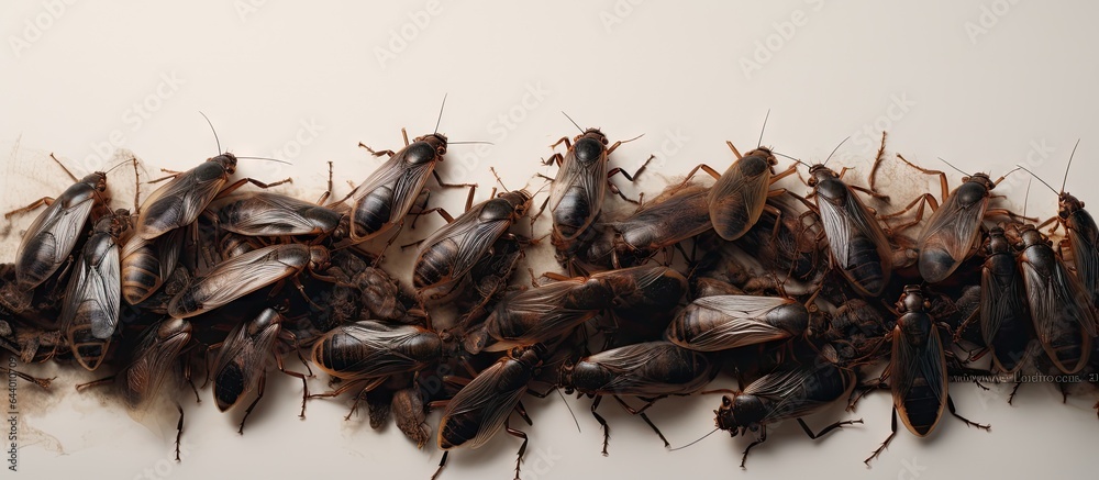 Dirty cockroaches on a isolated pastel background Copy space Gross ...