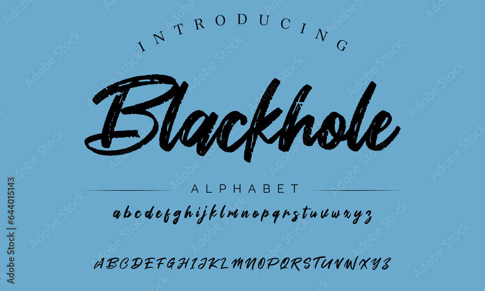 Blackhole Brush Script Font. Retro Typeface. Vector Illustration. Stock ...