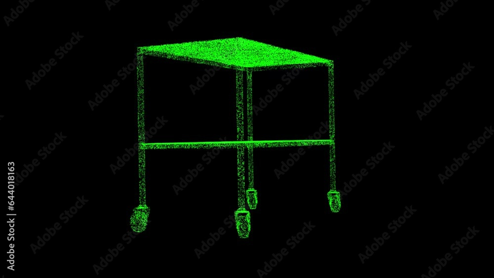 Vidéo Stock 3D medical trolley is rotates on black background. Medical ...
