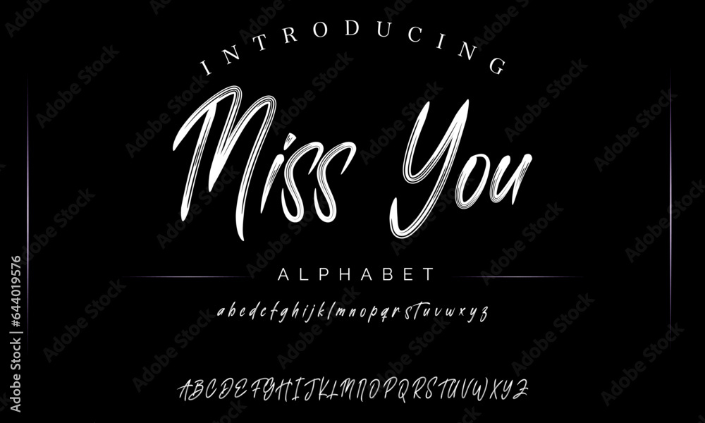 Miss You vector brush style font, alphabet, typeface Stock Vector ...