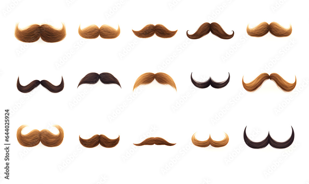 collection de moustaches, différentes sortes, sur fond blanc ...