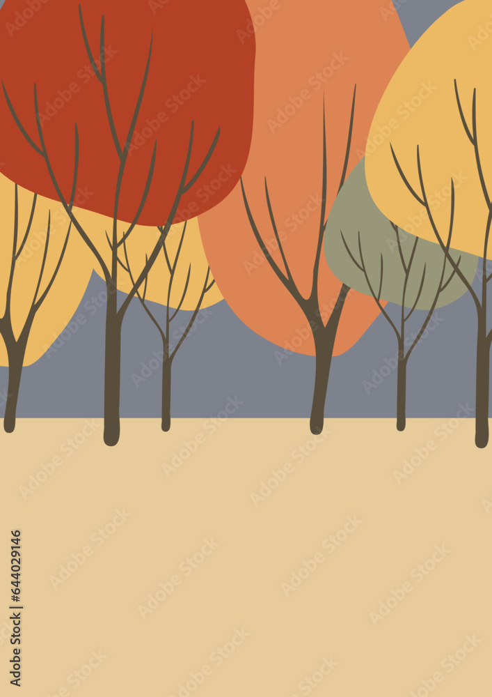 fall landscape clipart, autumn park vector illustration, city scenery ...