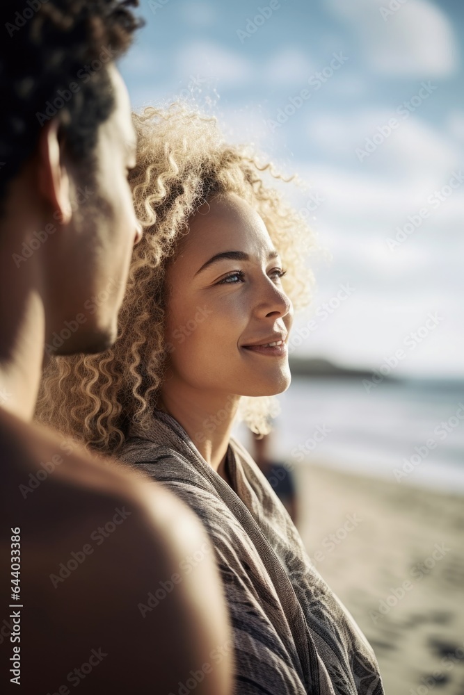 shot of a young woman reminiscing about the good times she spent with her husband at the beach ...