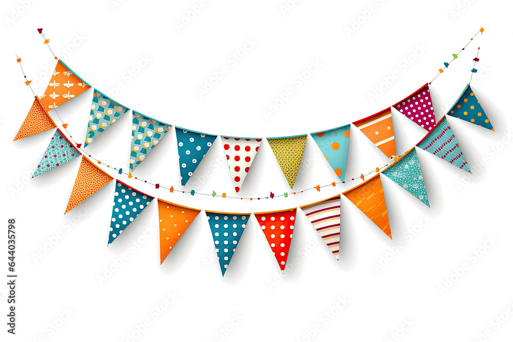 Bunting Flags, Festive bunting flags illustration isolated on white ...
