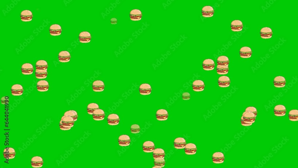Rain burger motion graphic video on green screen backgound Stock Video ...