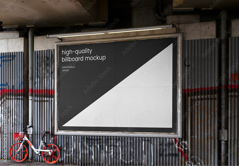Wide Street Glued Outdoor Poster Mockup Template Billboard ...