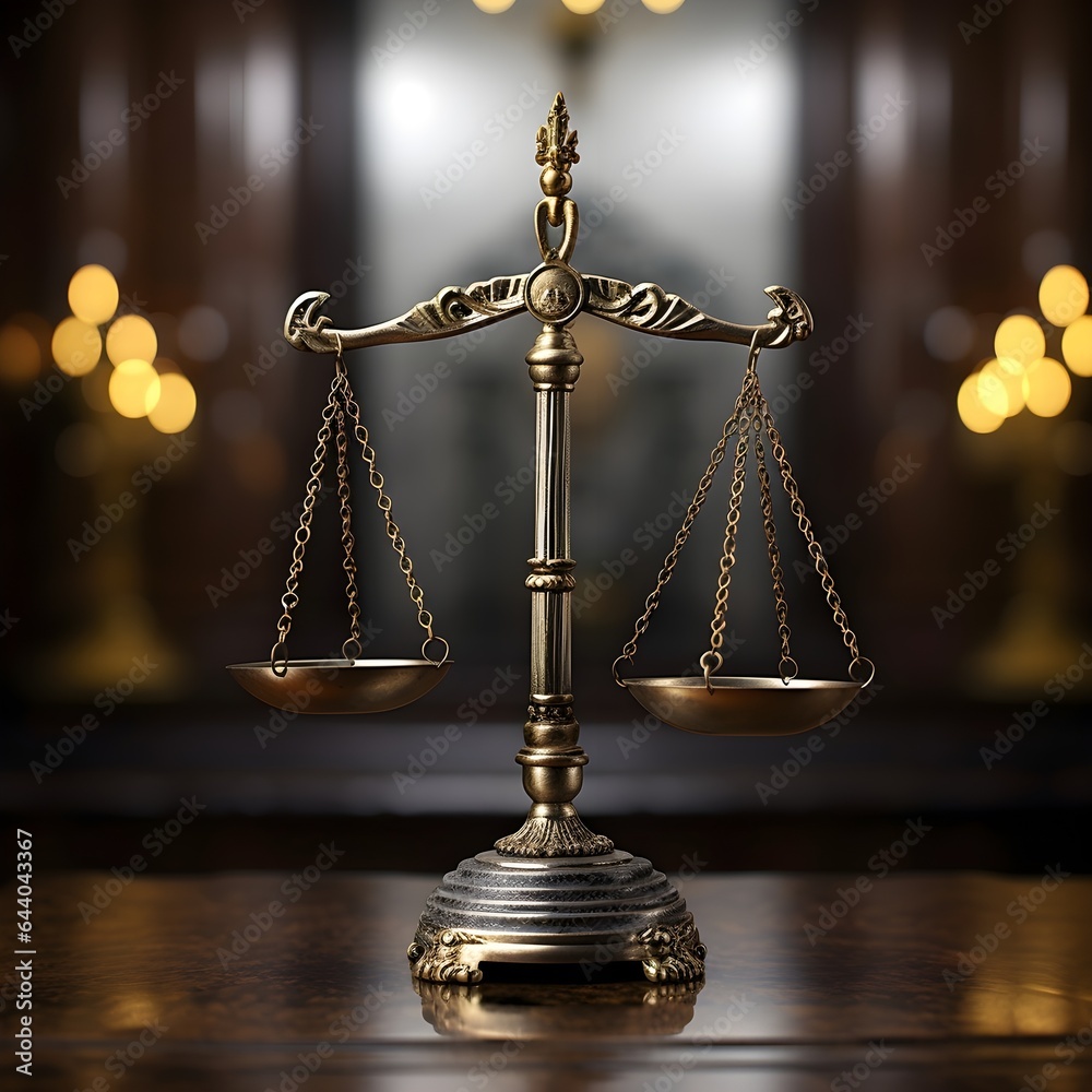 An impactful depiction of the scales of justice, set against a solemn ...