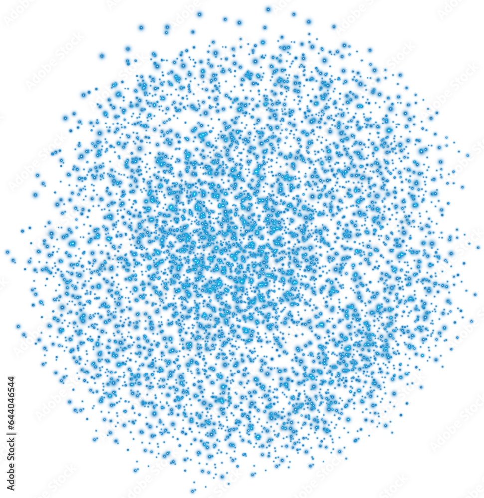 Blue scattering of small particles of sugar crystals, flying salt, top ...