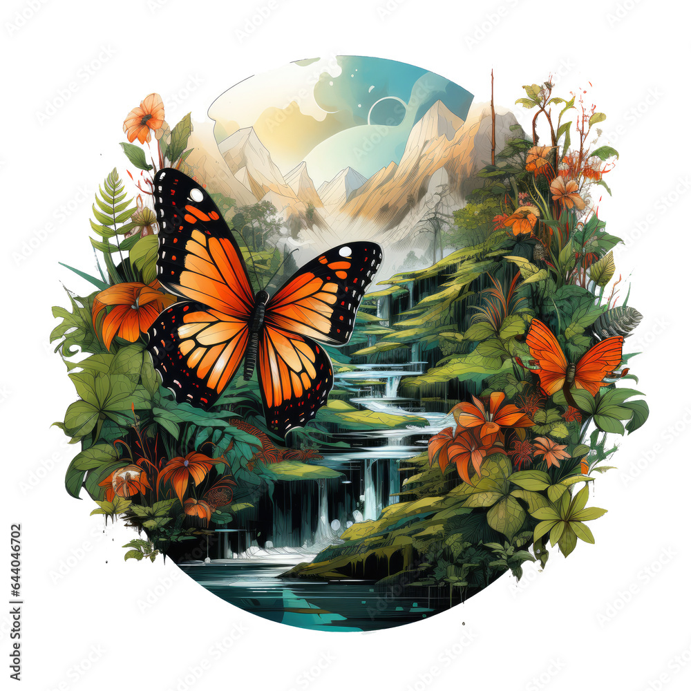 An exotic English Butterfly t-shirt design capturing a butterfly ...
