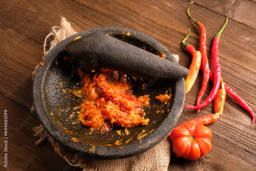 sambal bawang is a typical Indonesian flavoring food or condiment from ...