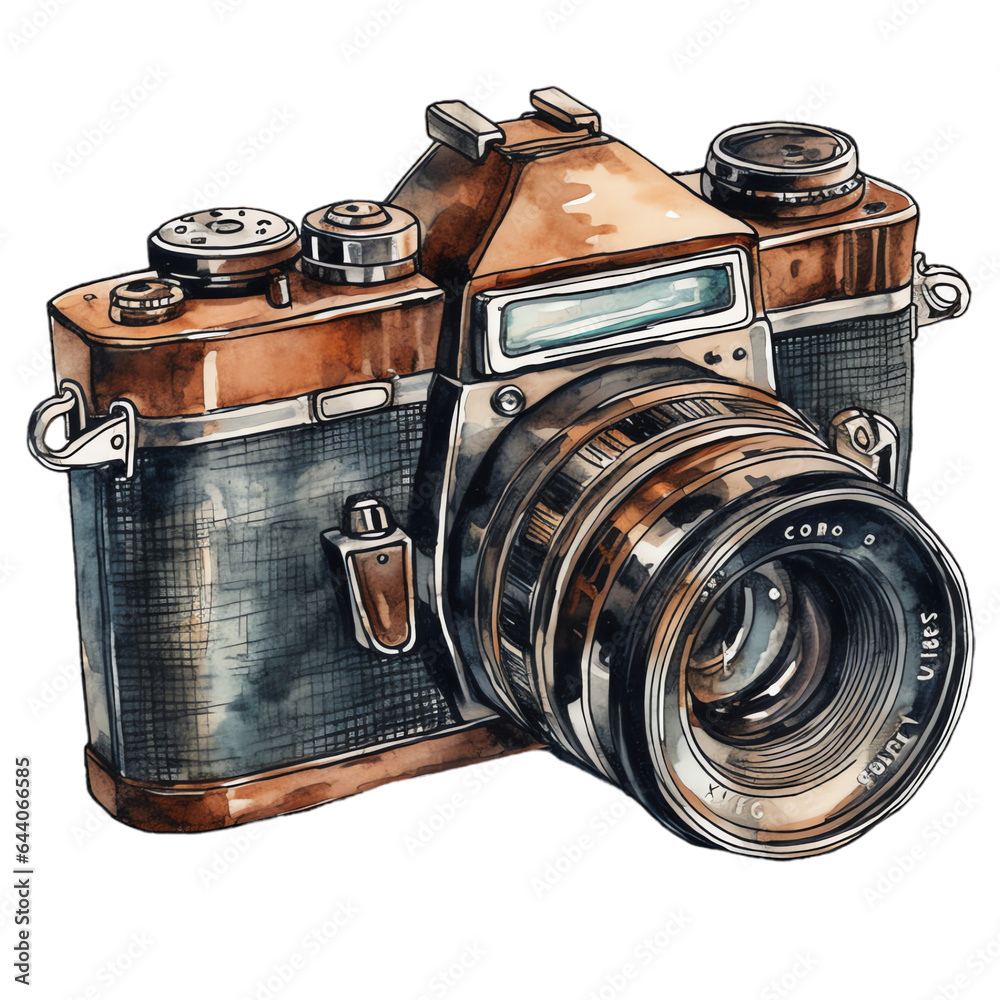 Vintage Camera Illustration in Hand-Drawn Style, Retro Photography and ...