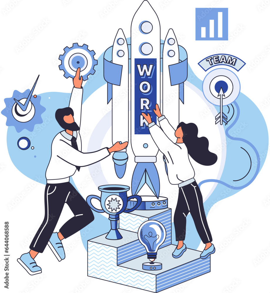 Vecteur Stock Team solving problems Teamwork business concept Creative idea problem solution ...