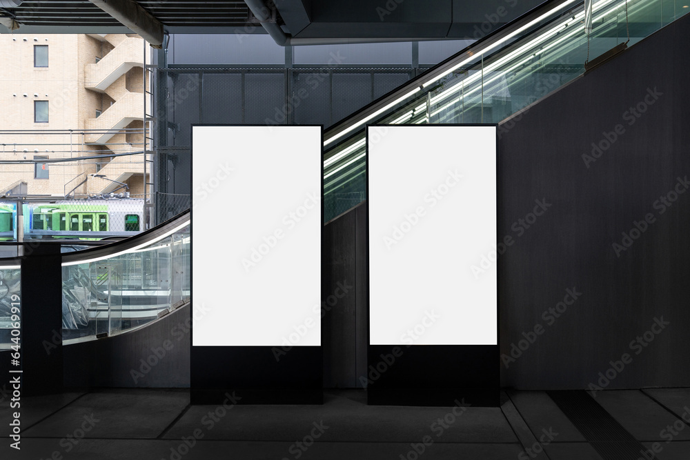 Blank digital screen sign mockup in the urban environment, empty space ...