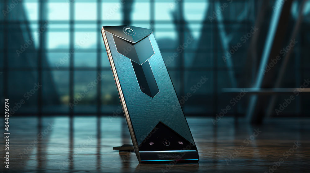 High-Tech Futuristic Phone with Touch Screen Display Controls, Smart ...