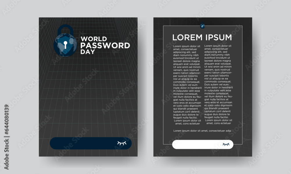 World Password Day concept A4-sized Template. Globe Padlock for info ...