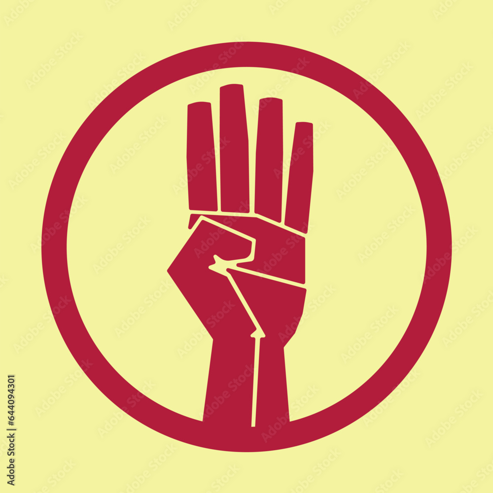 Vector image of a hand with the 4 fingers raised and the thumb inward ...