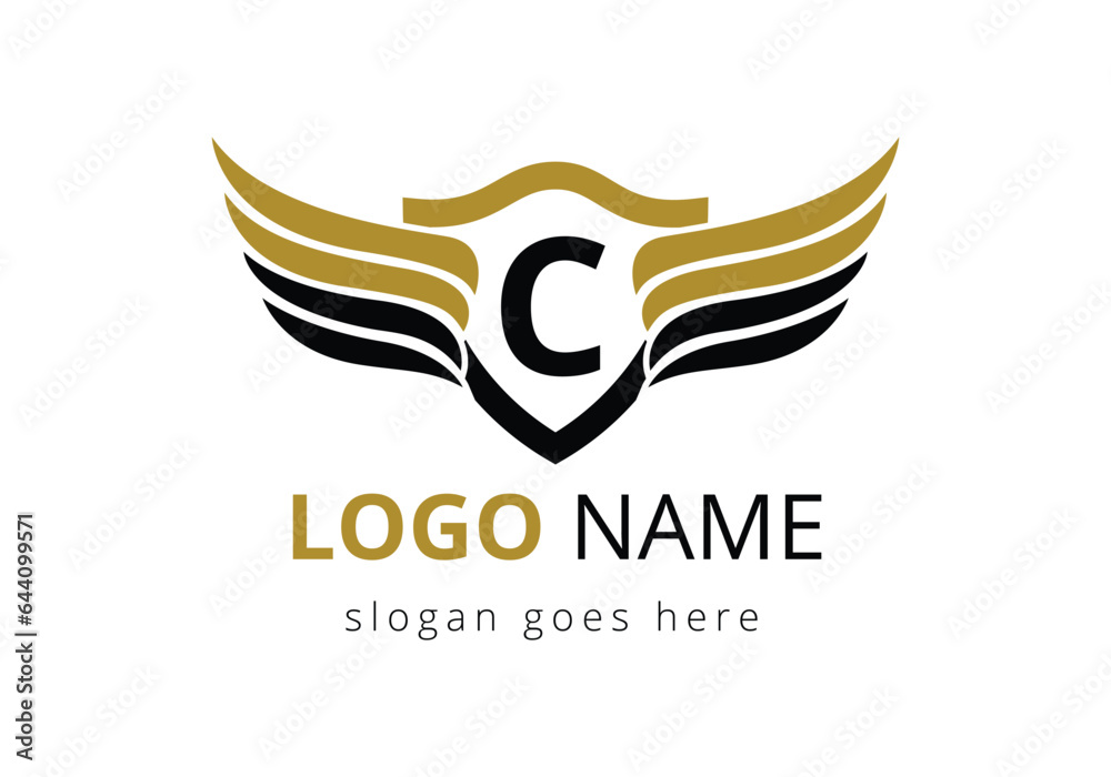 English alphabet C with wings logo design. Transportation Logo Letter ...