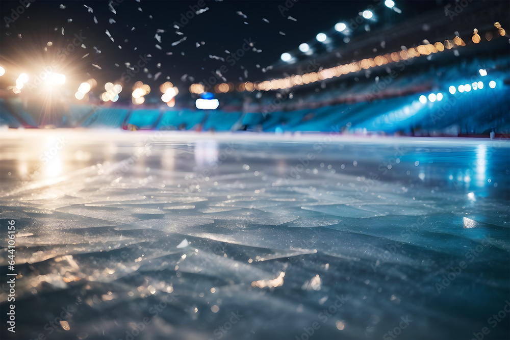 ice surface covered in skate marks and scratches, capturing every ...