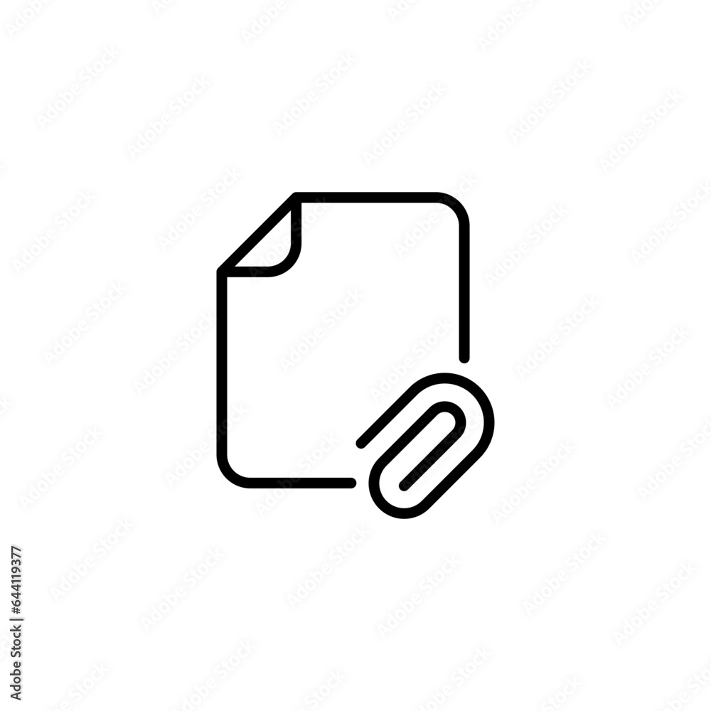 File attachment icon. Simple outline style. Paper clip, attach document ...