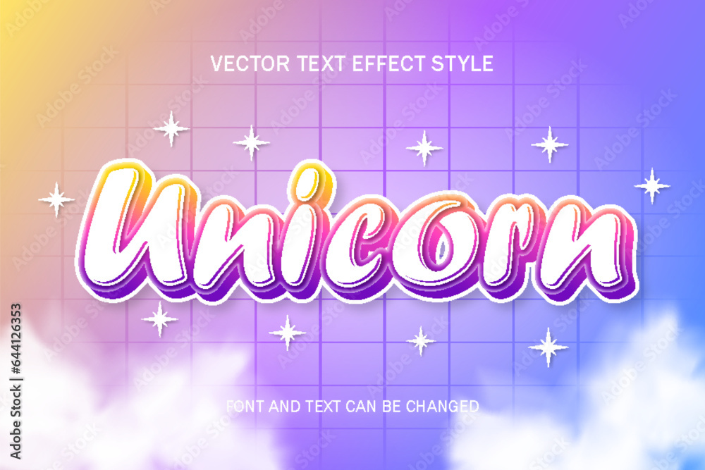unicorn fantasy pony mythical font typography editable text effect ...