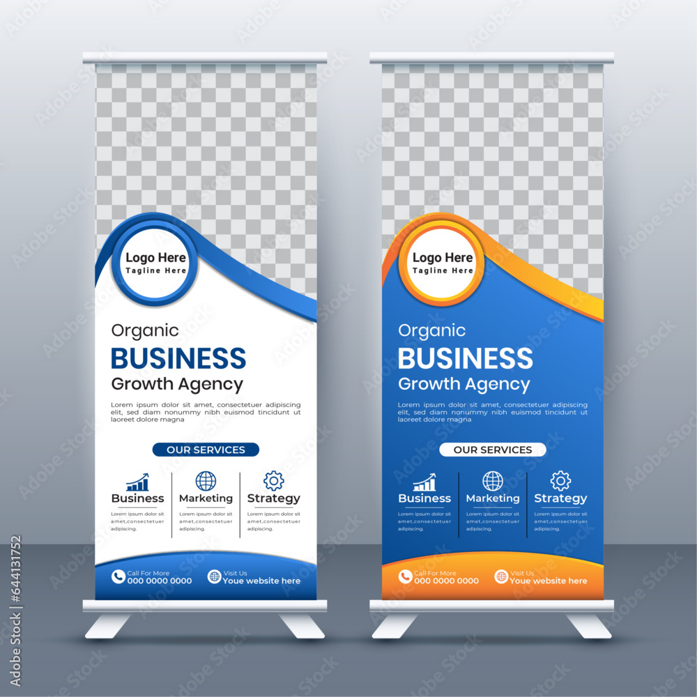 Corporate rollup banner template, advertisement, pull up, polygon ...