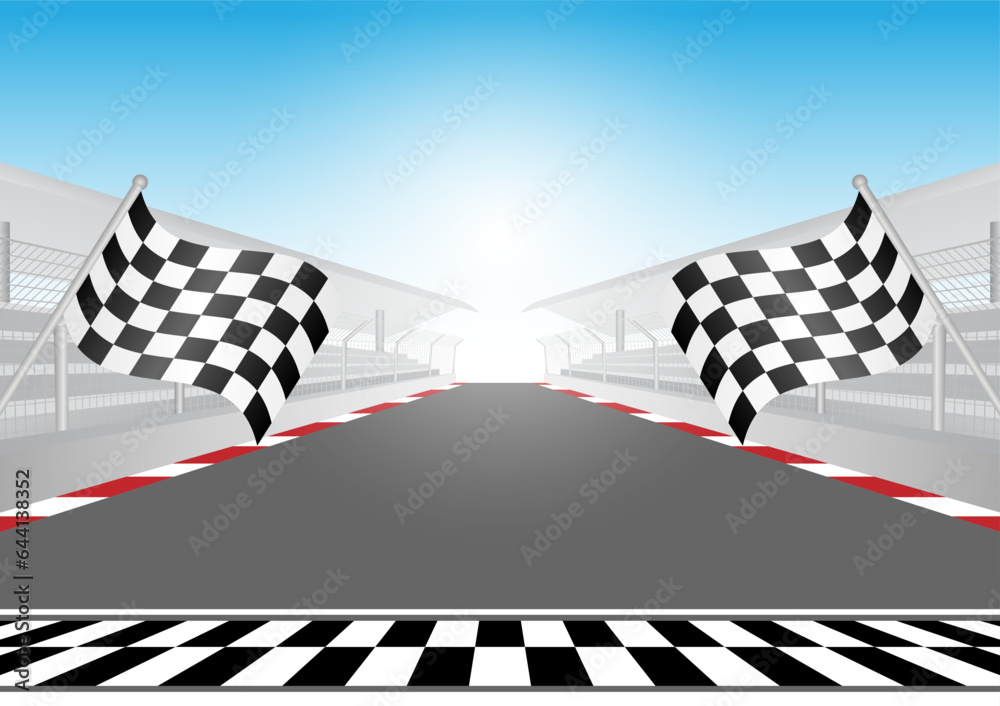 Sport Racing Track With Checkered Flag. Racing Track with Start or Finish line. Go-kart track ...